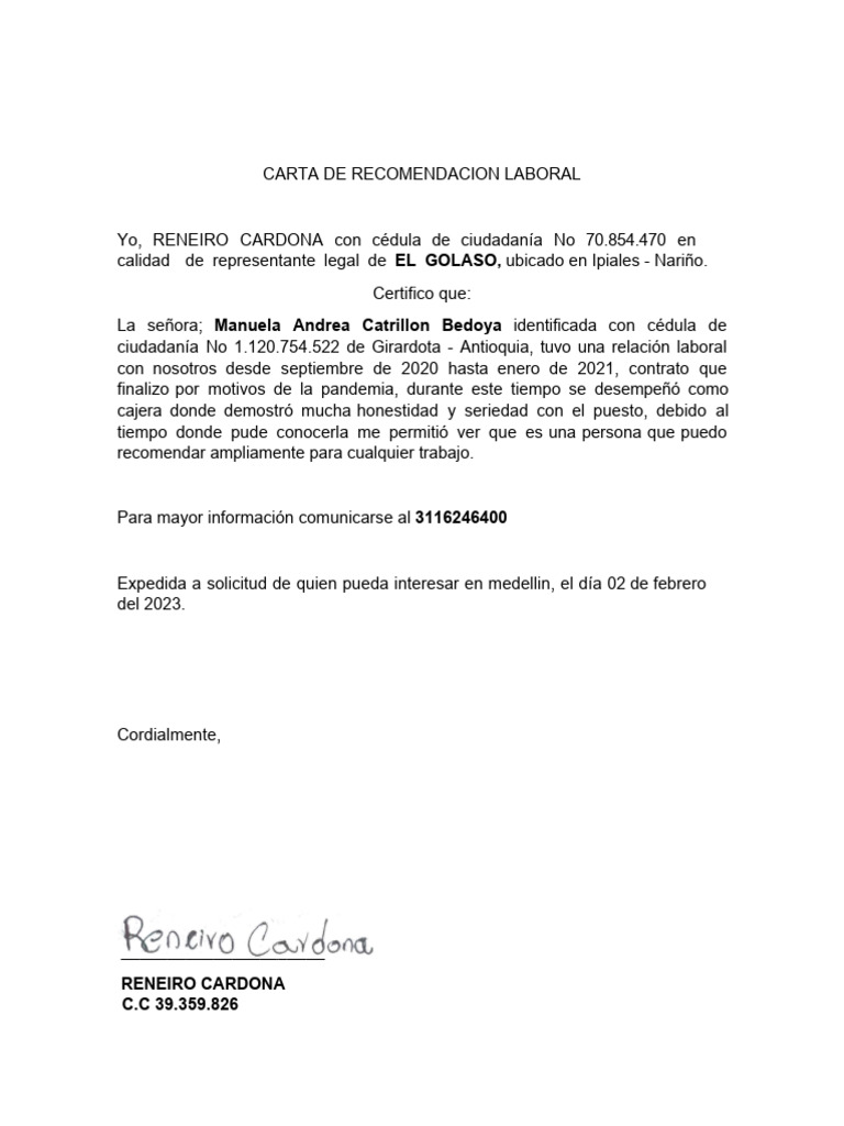 Certificado Laboral Dalida | PDF