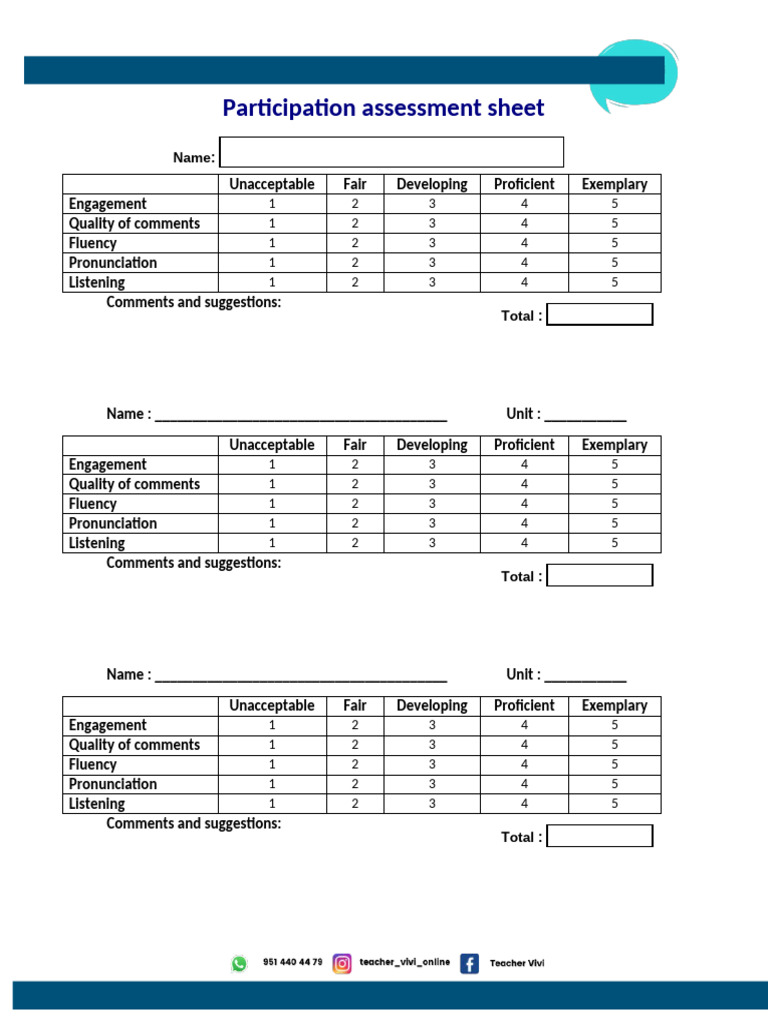 Participation Assessment Sheet | PDF