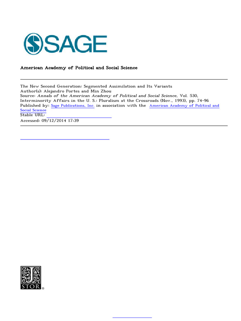 Portes, Segmented Assimilation | PDF | Race And Ethnicity In The United ...