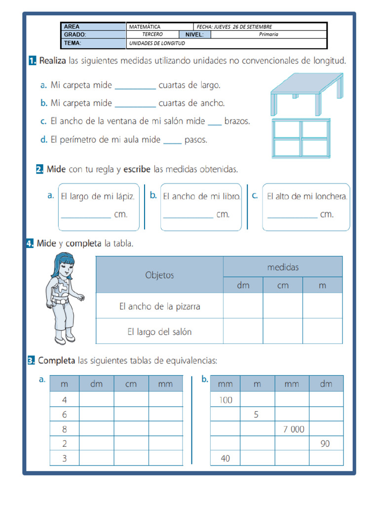 Unidades de Longitud en Matemática 3° | PDF
