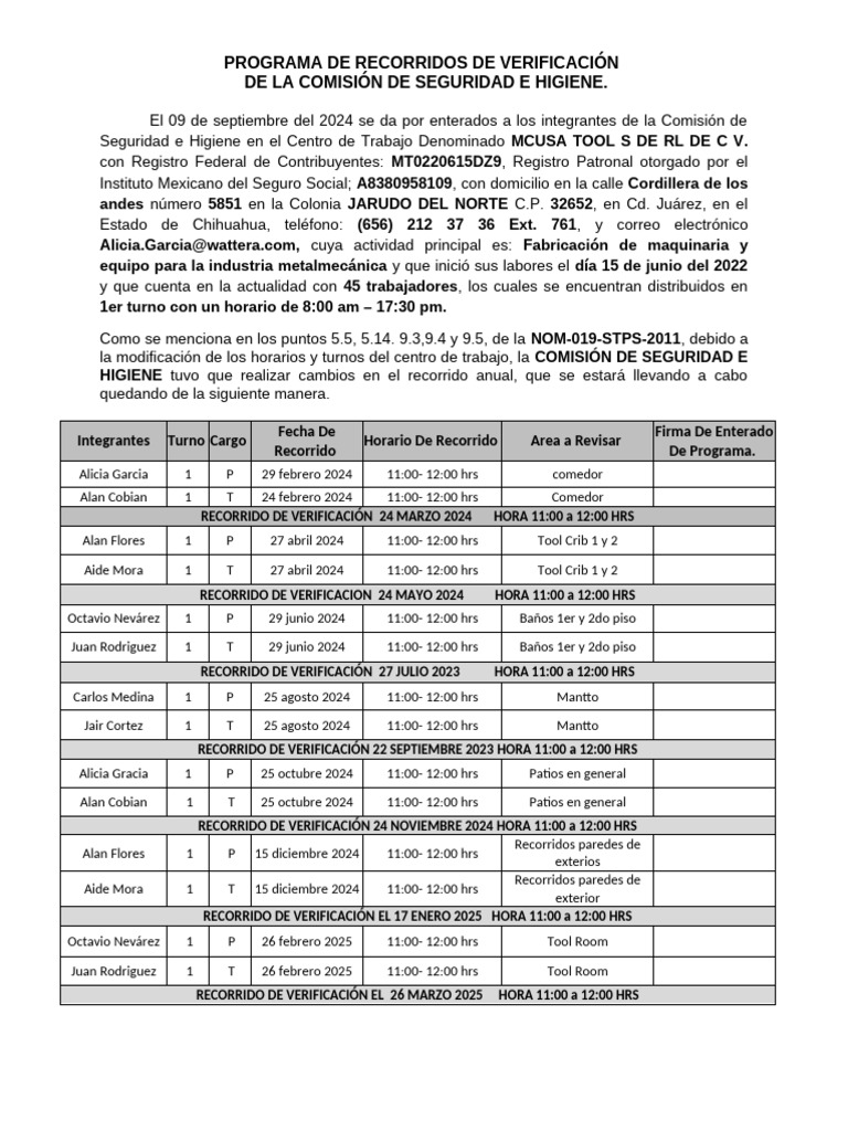 Programa de Recorridos de Verificacion | PDF