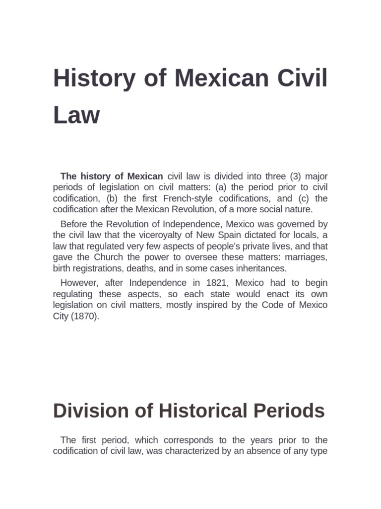 History of Mexican Civil Law | PDF | Civil Law (Legal System) | Codification (Law)
