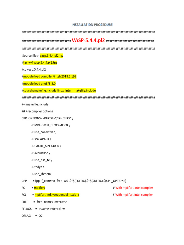 Vasp - 5 4 4 Pl2-With-Intel-2018 | PDF | Software Engineering | Implementation