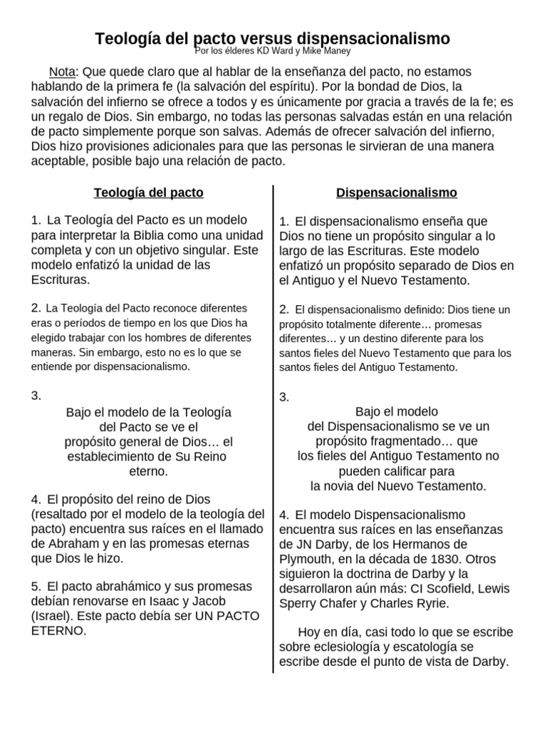 Teología Del Pacto vs. Dispensacionalismo | PDF | Dispensacionalismo | Creencia religiosa y doctrina