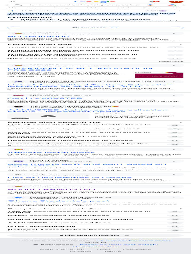 Is Aamusted University Accredited by The Ghana Accreditation Board - Google Search | PDF ...