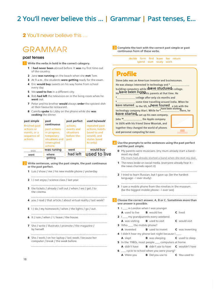 Edited - Past Tenses Practice | PDF