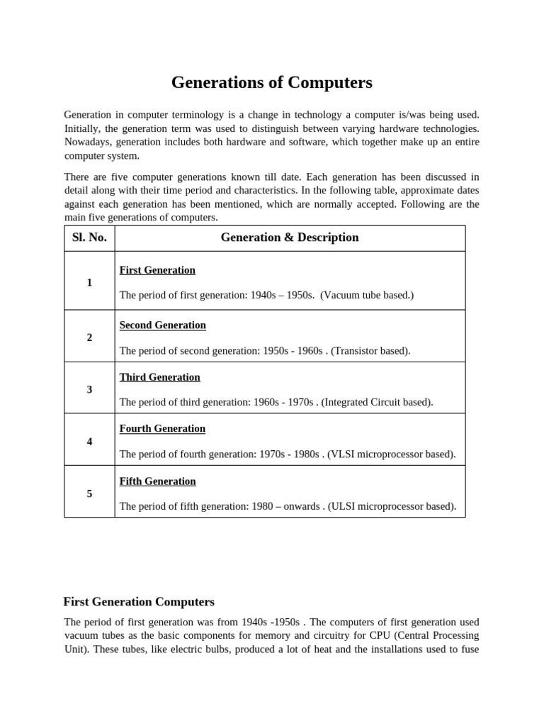 Computer Generations Explained | PDF | Very Large Scale Integration | Integrated Circuit