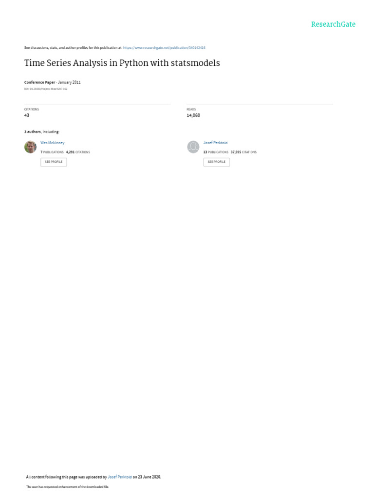 Time Series Analysis in Python With Statsmodels | PDF | Ordinary Least Squares | Linear Regression