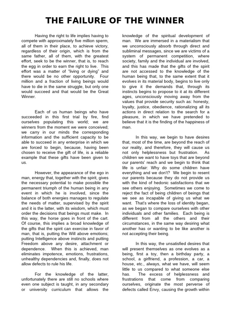 The Failure of The Winner | PDF | Hedonism | Behavioural Sciences