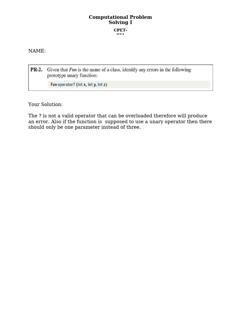 Operator Overloading Errors | PDF