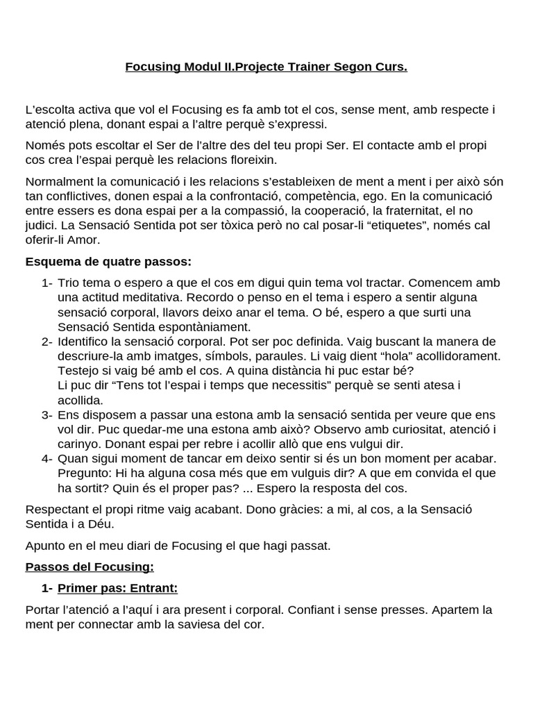 Apunts de Classe.Focusing Modul II.Projecte Trainer | PDF