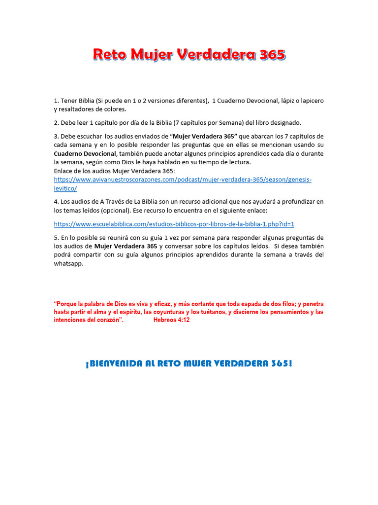 Reto Devocional Mujer Verdadera 365 | PDF