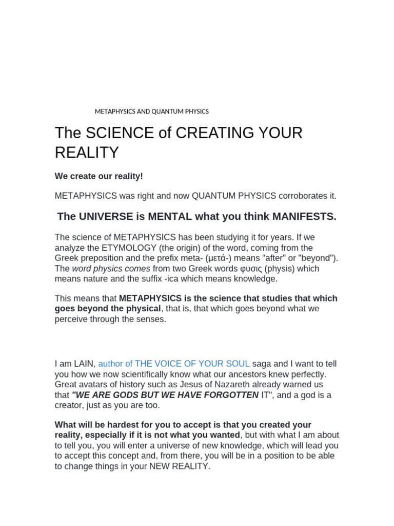 Metaphysics and Quantum Physics | PDF | Reality | Mind