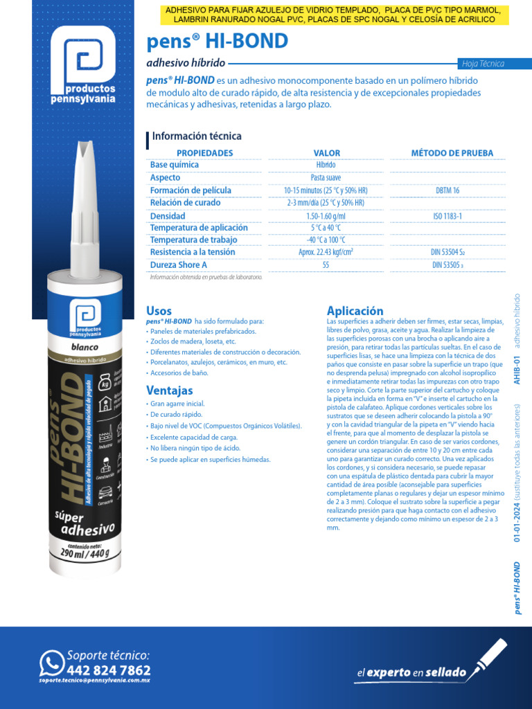 Pens HI BOND HT 2024 | PDF | Adhesivo | Materiales