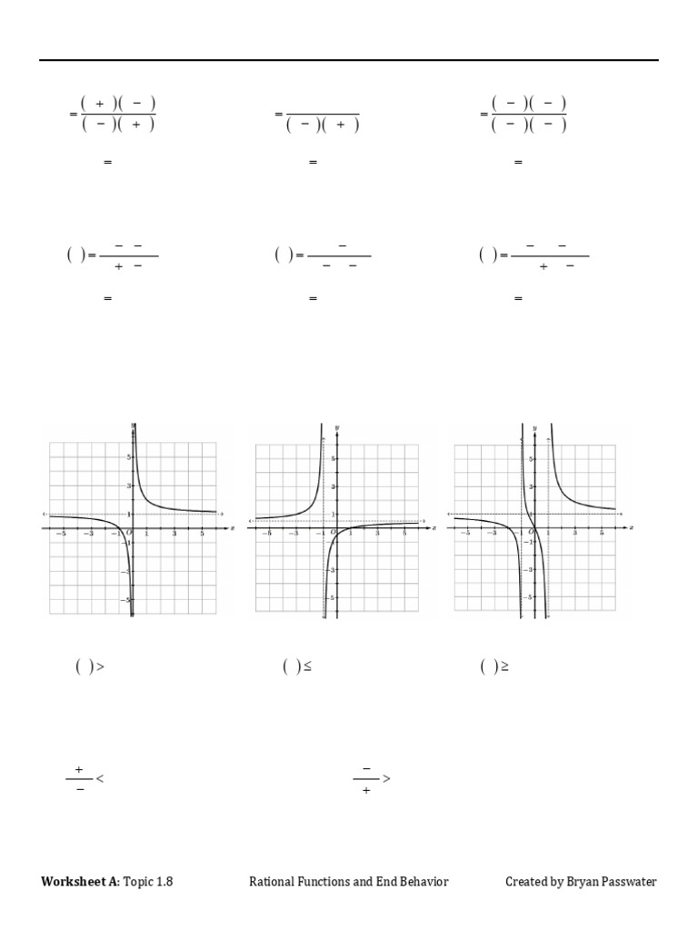 APPC 1.8A WKST Rational Functions and Zeros | PDF | Mathematical Analysis | Mathematical Relations