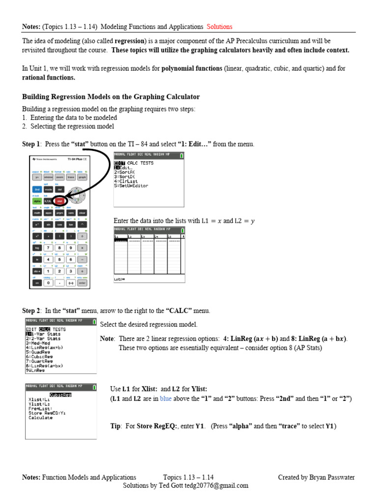 Notes Topics 1.13 - 1.14 Key Modeling Functions and Applications ...