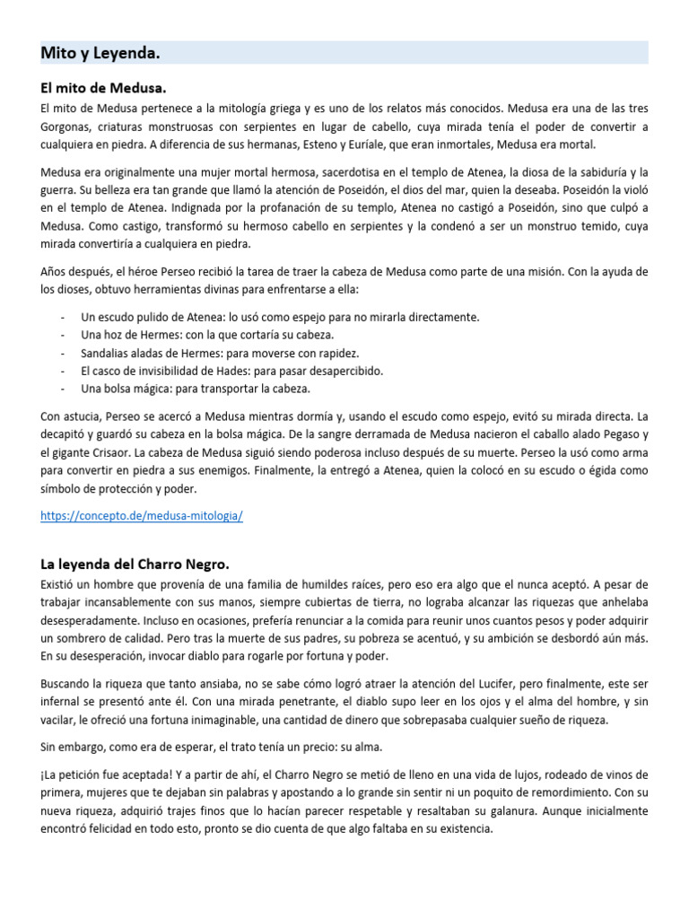 Tarea 1, Mito y Leyenda | PDF | Medusa