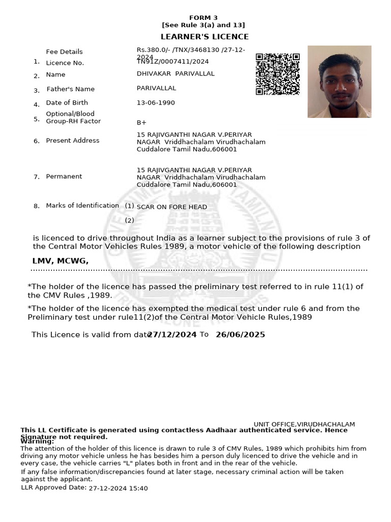llr | PDF | Land Transport | Transport