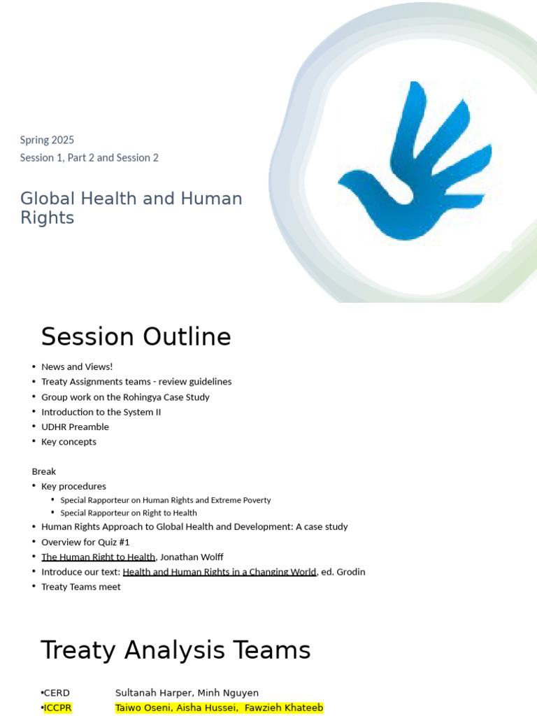 Session 1 Part 2 and Session 2 Spring 2025 | PDF | Treaty | Human Rights