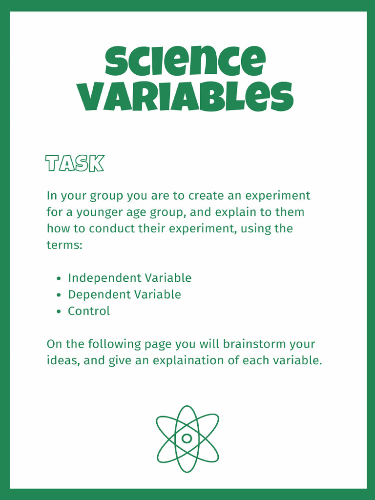 Scientific Variables Digital Worksheet Group Work Green Minimalist ...