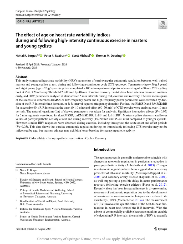 The Effect of Age On Heart Rate Variability Indice | PDF | Heart Rate ...