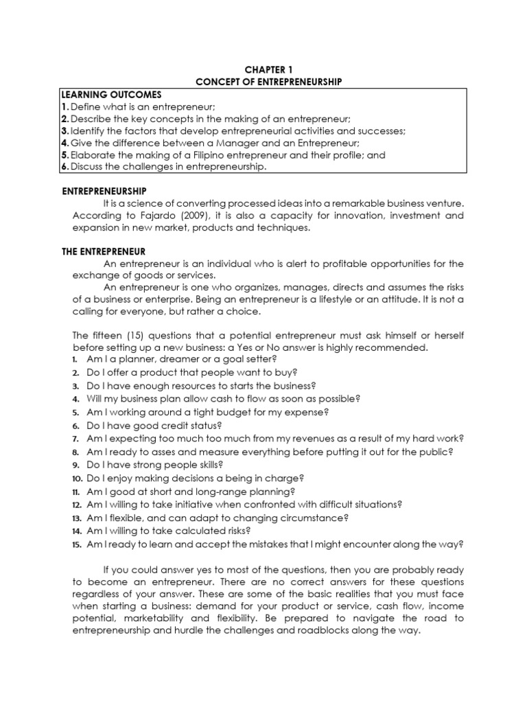 Understanding Entrepreneurship Concepts | PDF | Entrepreneurship ...