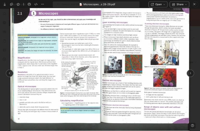 WPB Biology - Microscopes - Pages 28-29.pdf - All Documents | PDF