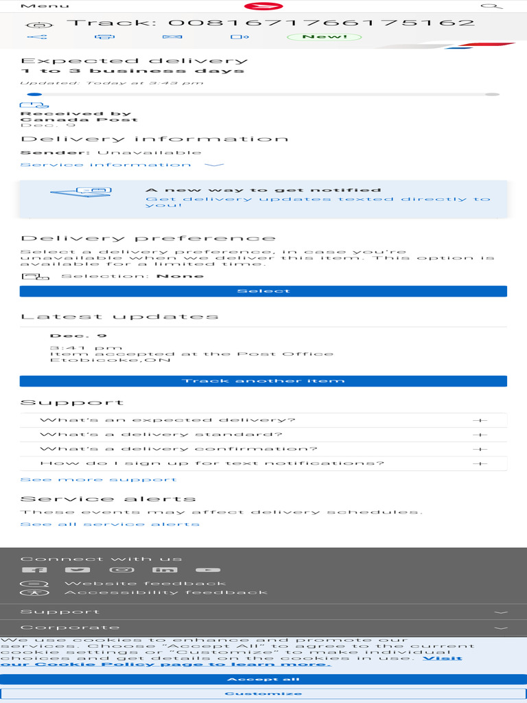 Canada Post - Track A Package by Tracking Number | PDF
