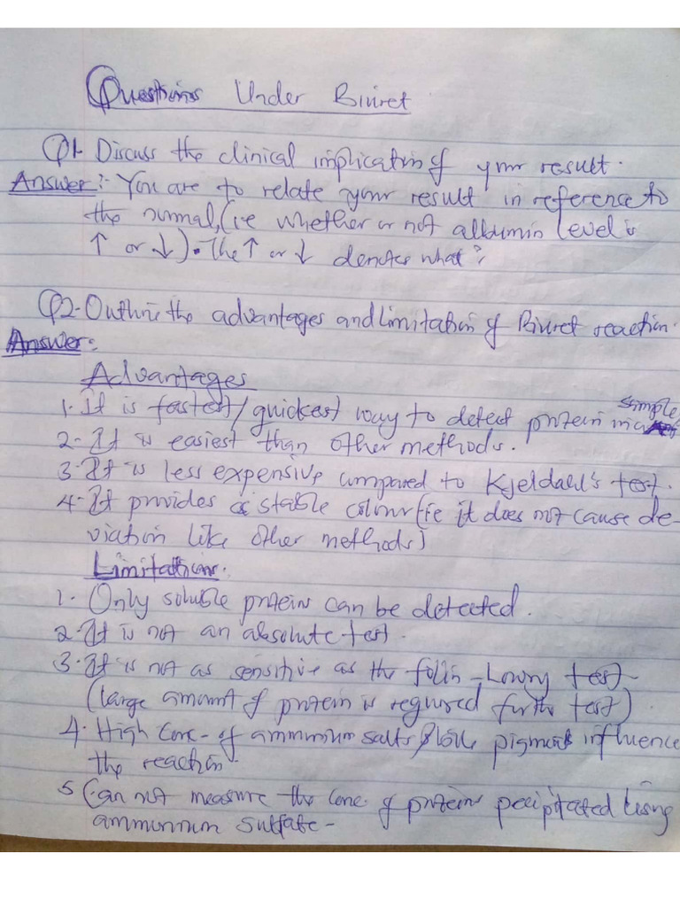 BCH 3501 Practical Questions Ans | PDF