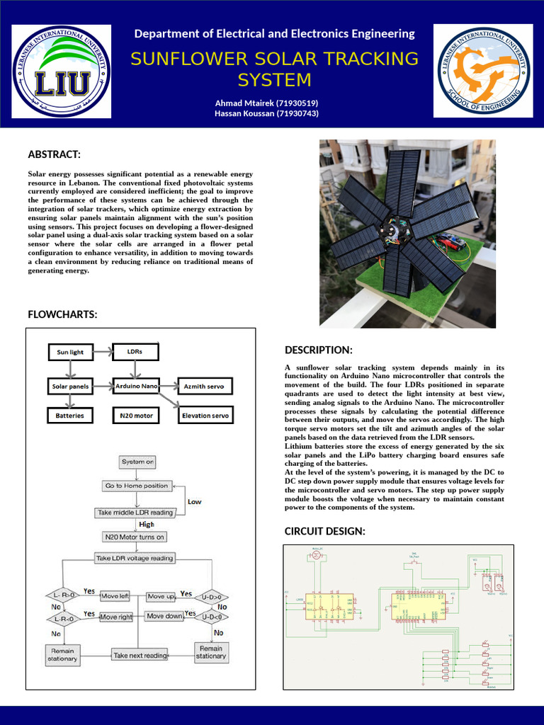 Sunflower Solar Tracking System Posterr | PDF | Solar Panel | Electricity