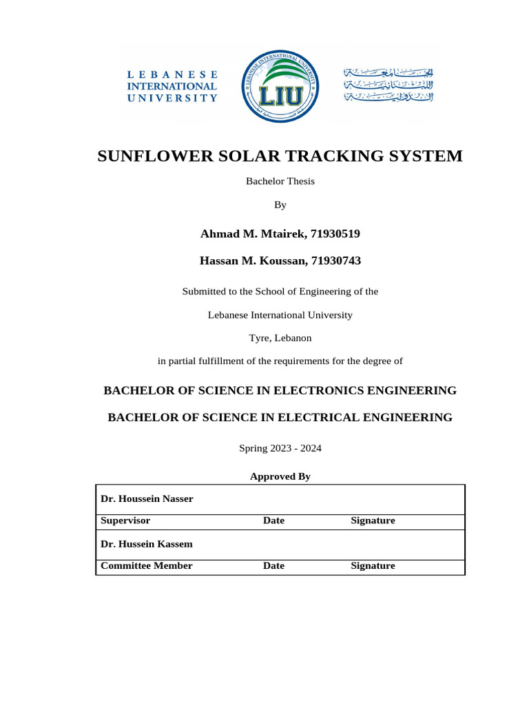 Group3 Sunflower Solar Tracker Committee Version | PDF | Electric Motor ...