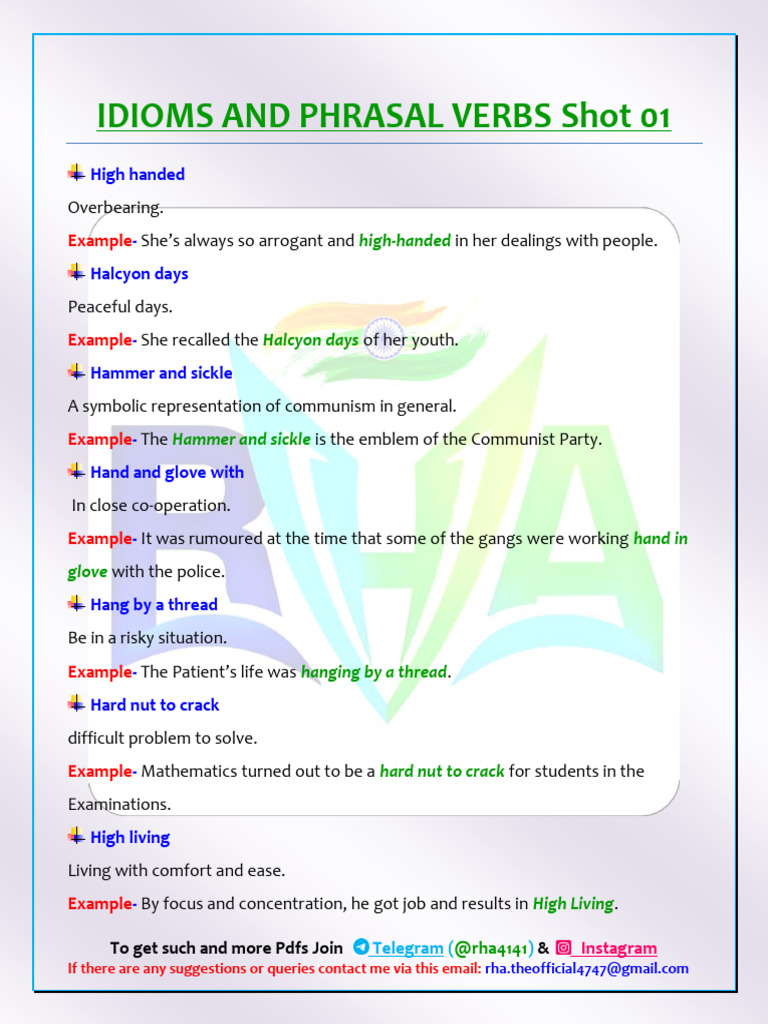 Idioms and Phrasal Verbs | PDF