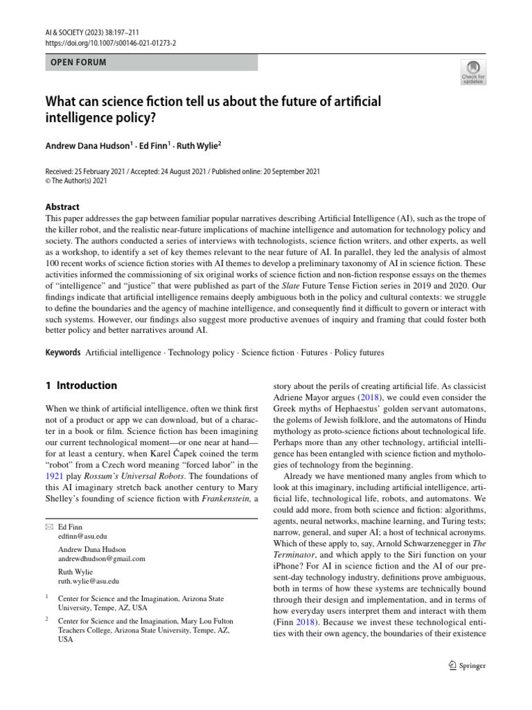 Sci-Fi's Role in AI Policy | PDF | Artificial Intelligence ...