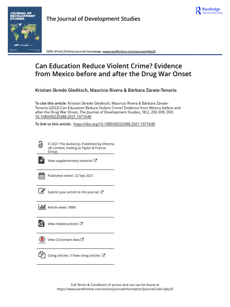 Can Education Reduce Violent Crime Evidence From Mexico Before and ...