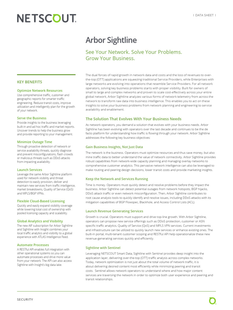 Arbor Sightline: Network Insights & Growth | PDF | Computer Network ...