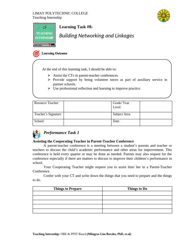 Learning-Task-8-Building-Networking-and-Linkages | PDF | Teachers | Learning