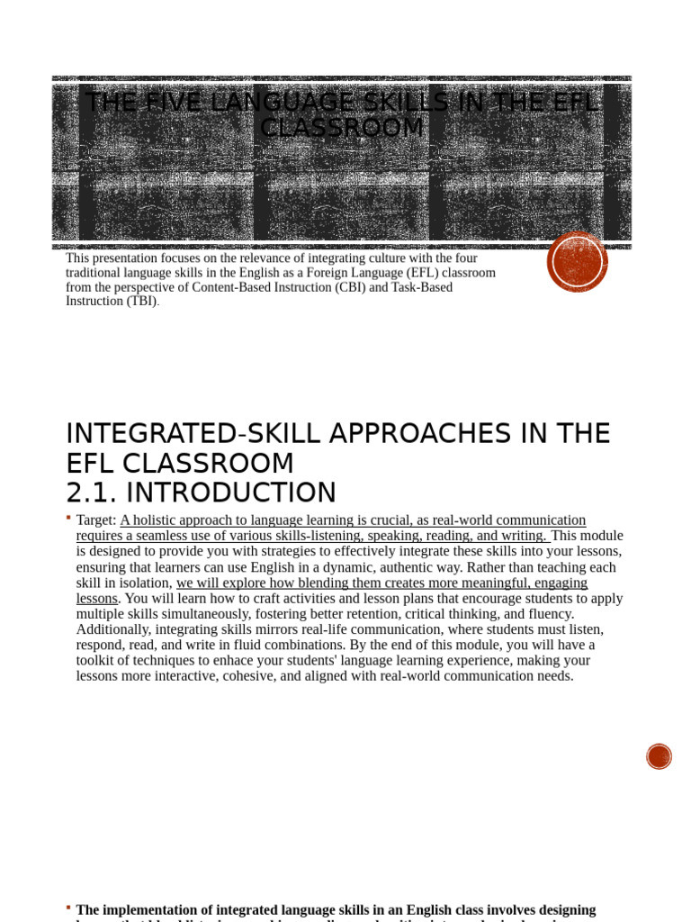 The Five Language Skills in The Efl Classroom | PDF | Learning ...