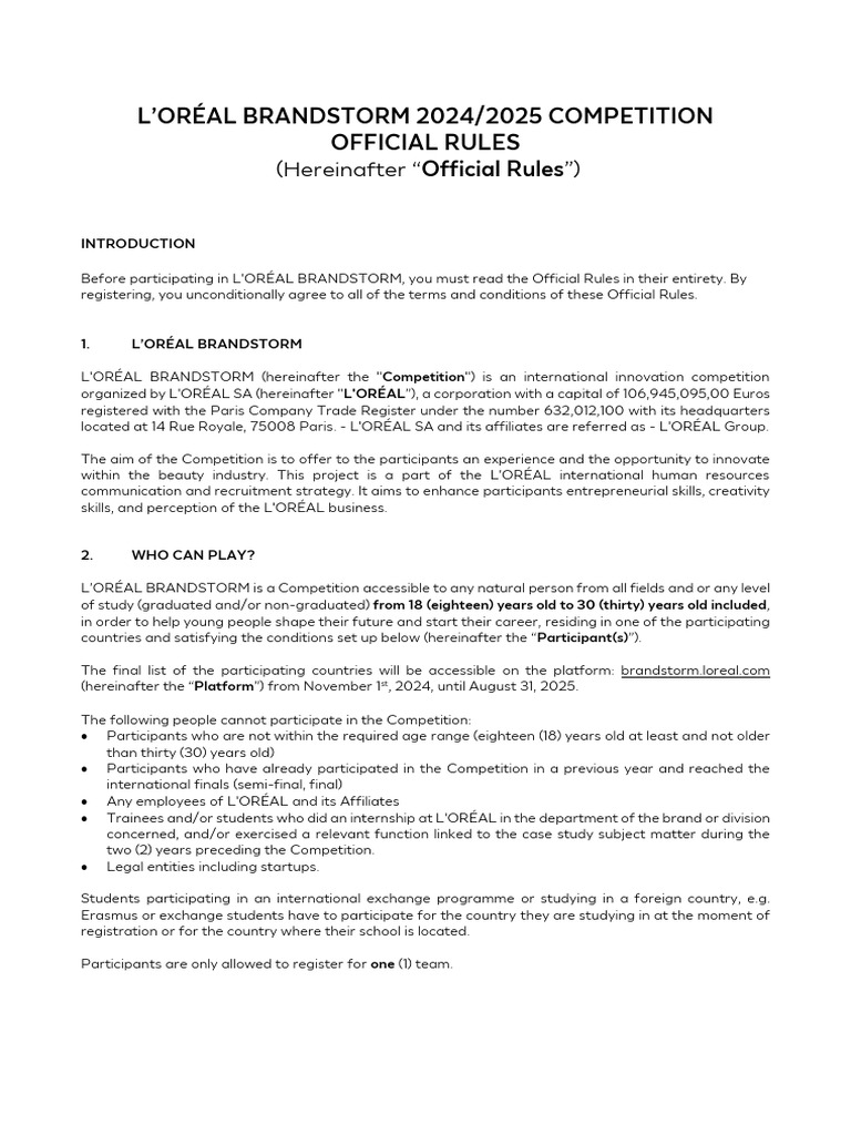 Brandstorm 2025 Official Rules | PDF | Privacy | Intellectual Property