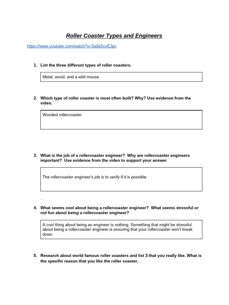 Roller Coaster Types and Engineers-1 | PDF