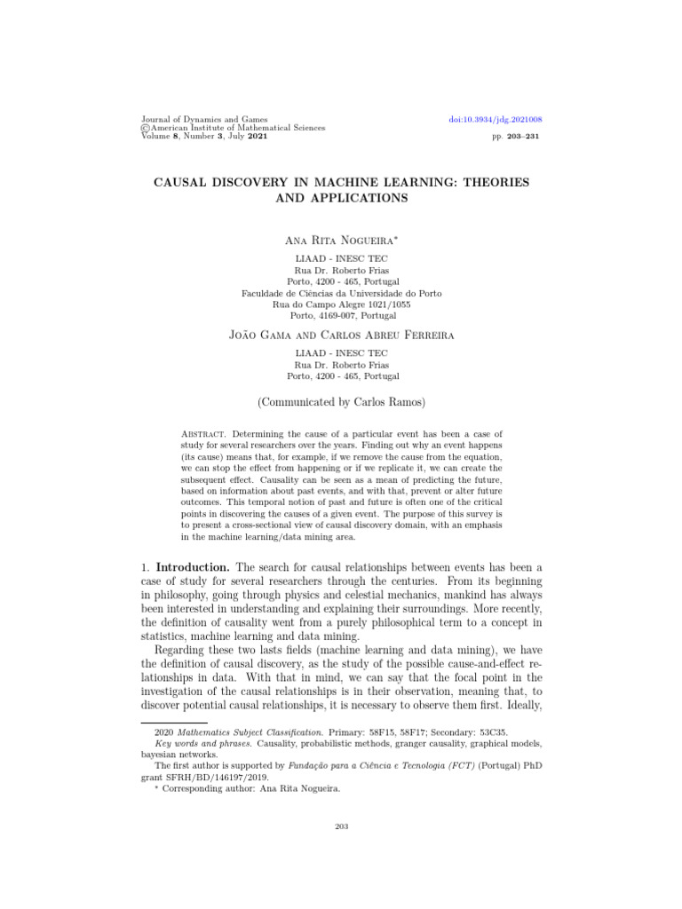 Causal Discovery in Machine Learning - Theories and Applications | PDF ...