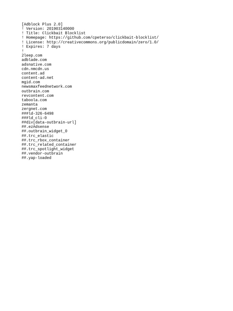 Clickbait Blocklist | PDF