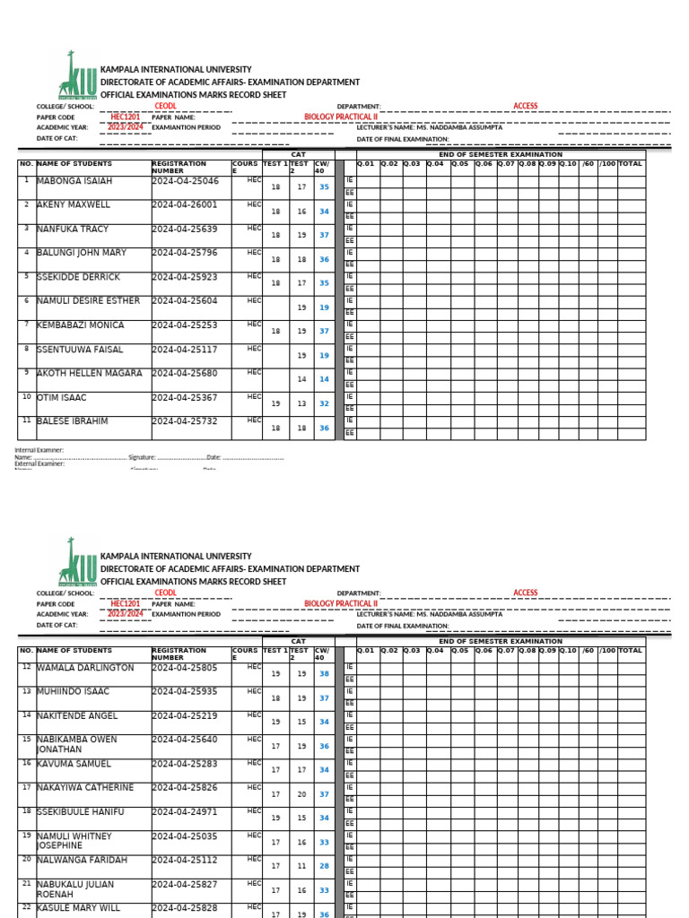 Biology Practical 2-Ms. Assumpta | PDF | Career And Technical Education | Educational Assessment ...