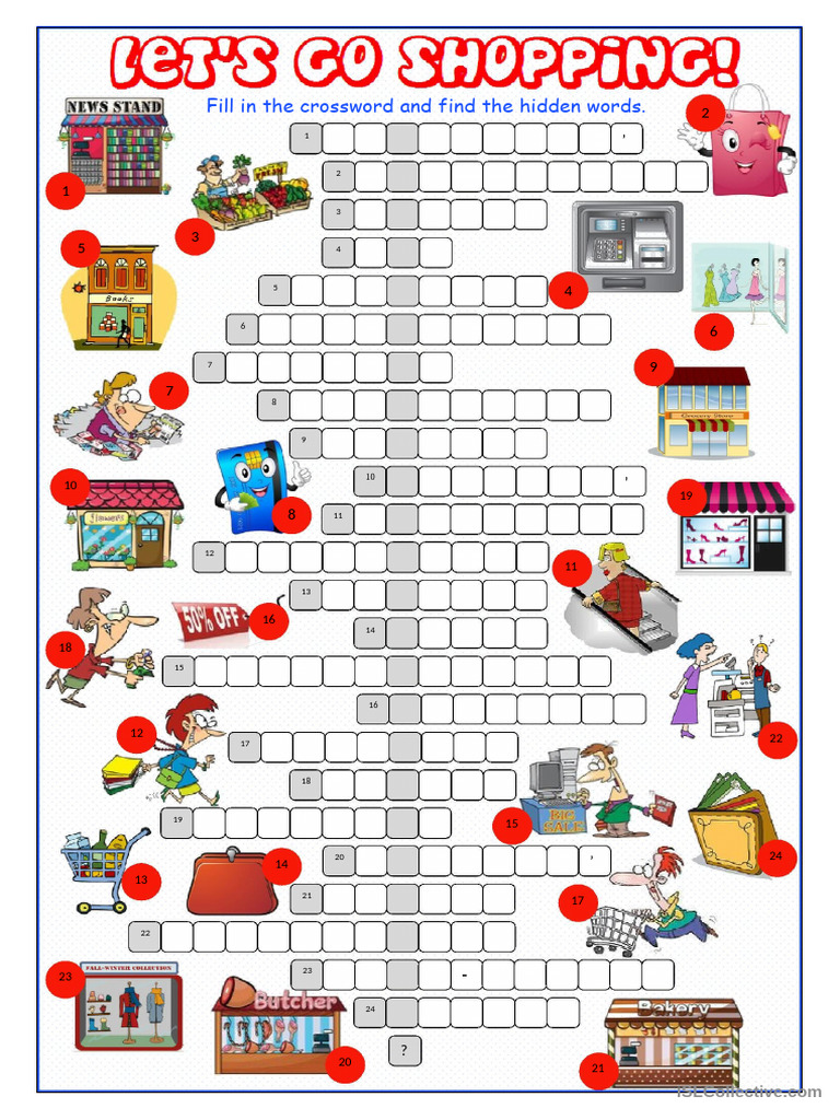 Grocery Shopping Crossword Puzzle | PDF | Puzzles | Word Puzzles