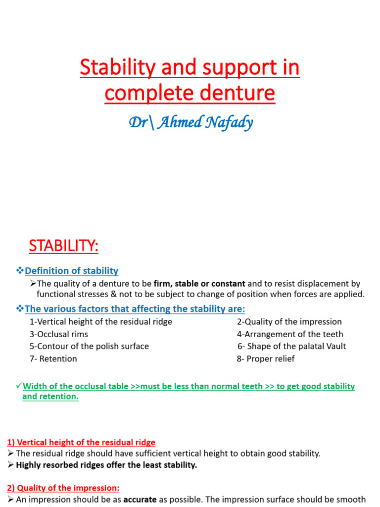 Stability | PDF | Dentures | Medical Specialties