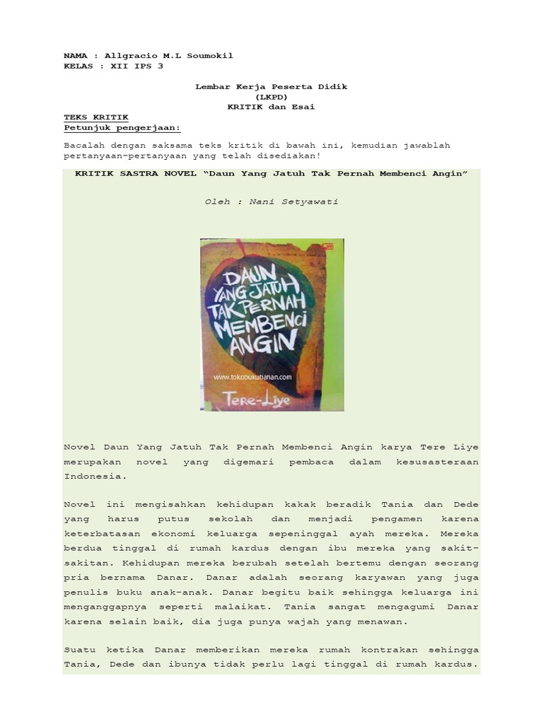 LKPD kritik dan esai | PDF