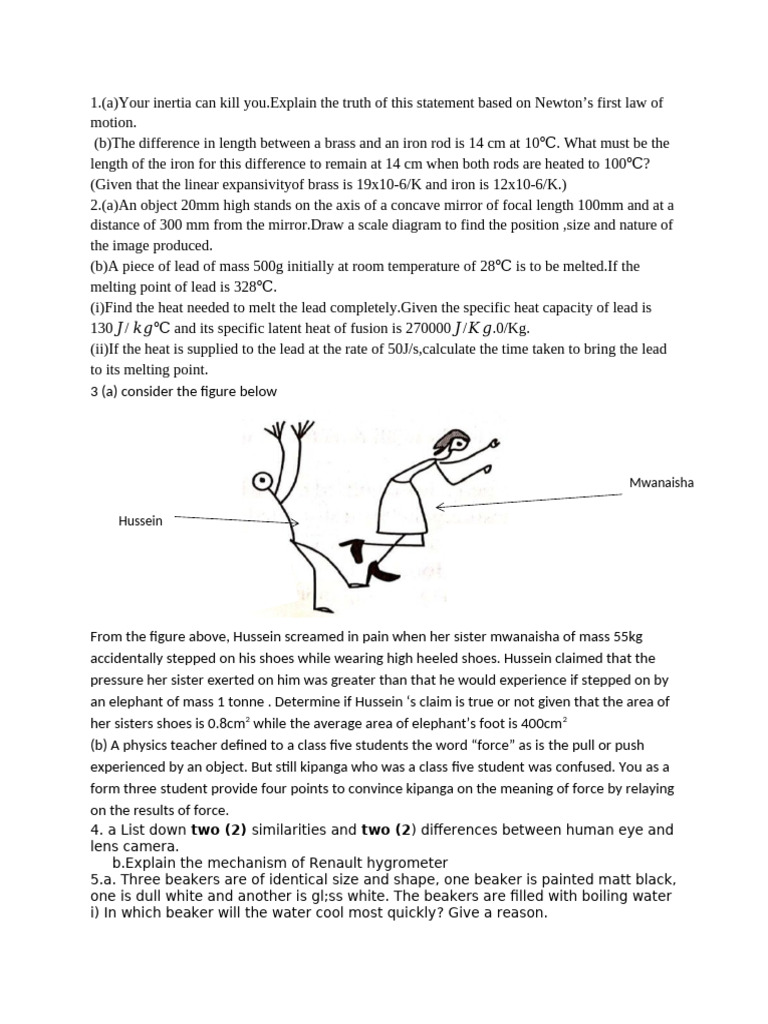 physics form 3 mid term test 2024 | PDF | Force | Mass