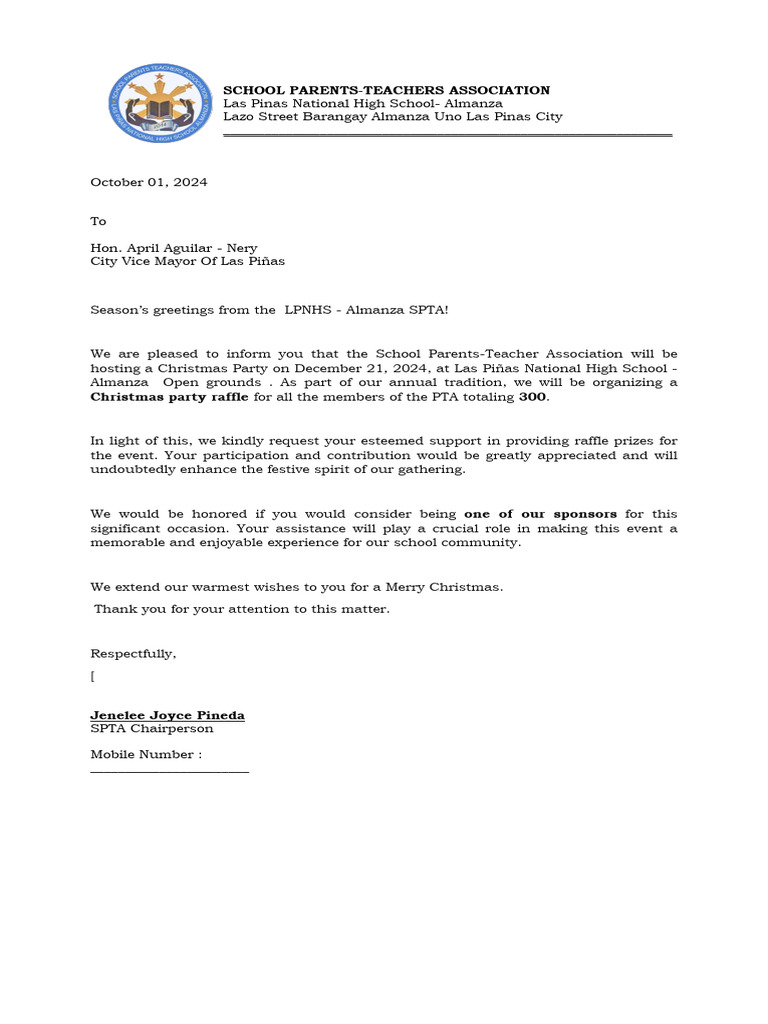 Spta Christmas Letter | PDF