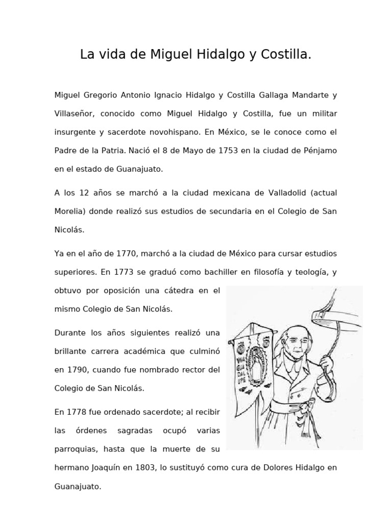 La Vida de Miguel Hidalgo y Costilla | PDF