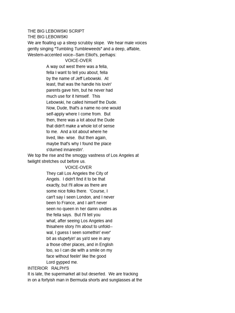 The Big Lebowski Script | PDF