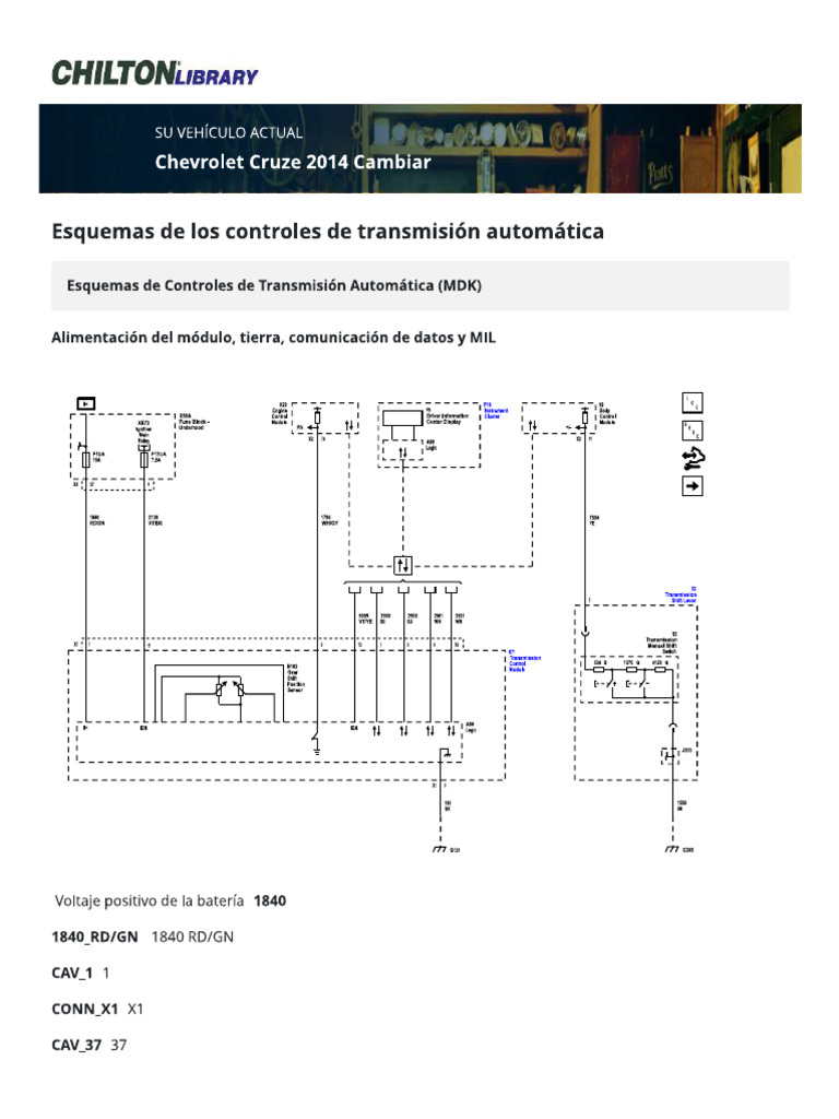 2014 Chevrolet Cruze Esquemas de Los Controles de Transmisión Automática | PDF
